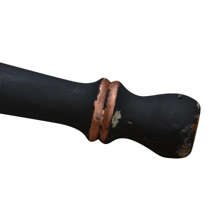 Gossip Bench Telephone Table Black Spindle Back Copper Accents at 1stDibs