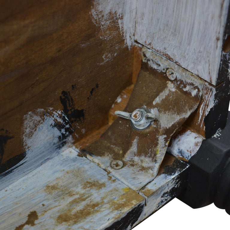 Gossip Bench Telephone Table Black Spindle Back Copper Accents at 1stDibs