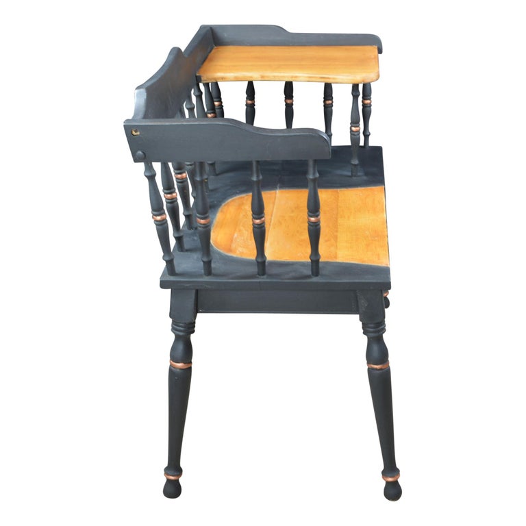 Gossip Bench Telephone Table Black Spindle Back Copper Accents at 1stDibs