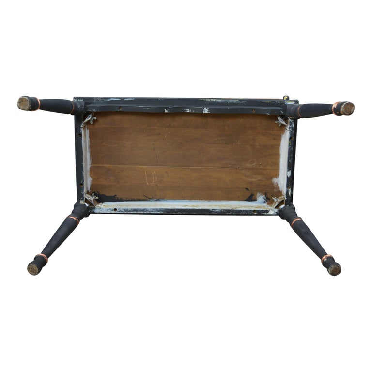 Gossip Bench Telephone Table Black Spindle Back Copper Accents at 1stDibs