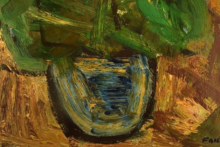 Gösta Falck Sweden, Oil on Canvas, Modernist Still Life with Flowers at ...