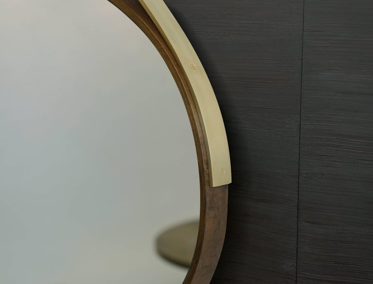 Gotham Oval Mirror Large, Customizable Wood and Metal For Sale at 1stDibs