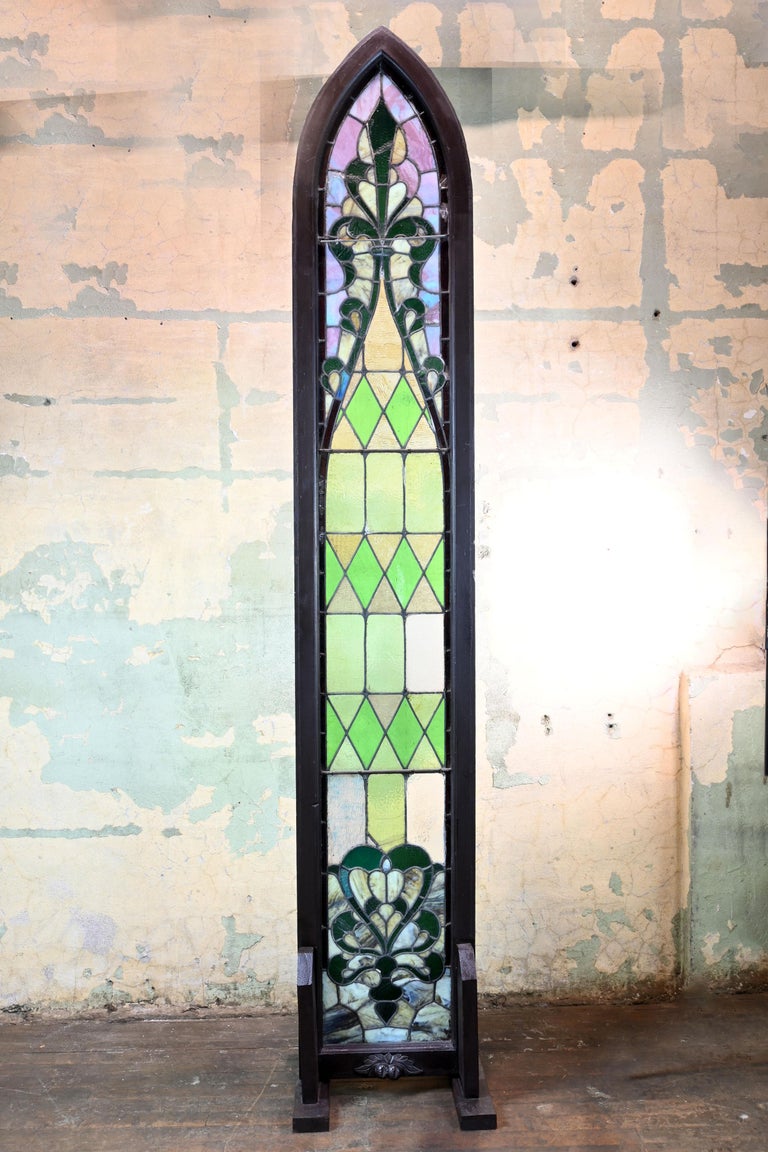 Gothic Arched Tall and Skinny Stained and Slag Glass Window at 1stDibs ...