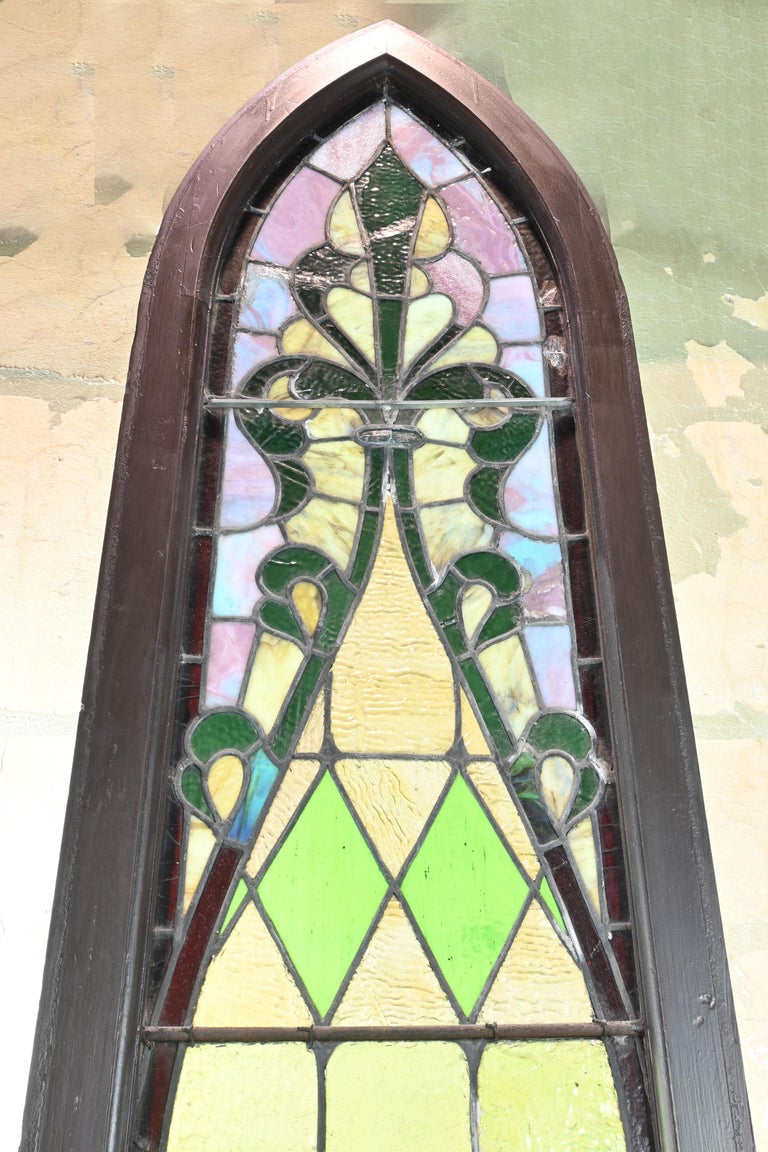 Gothic Arched Tall and Skinny Stained and Slag Glass Window at 1stDibs ...