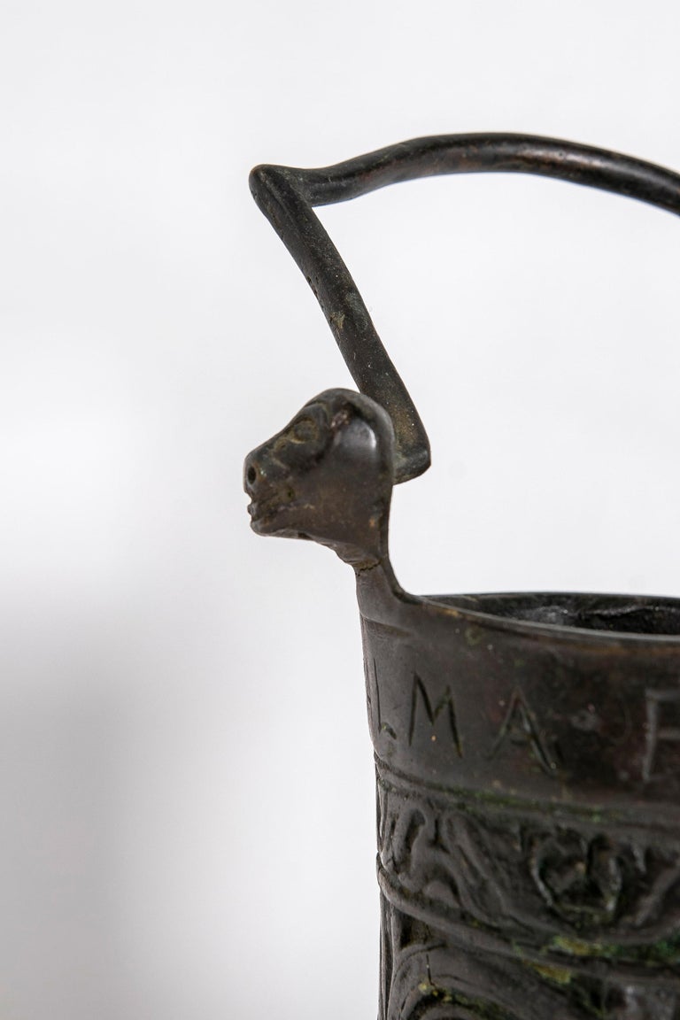 Gothic Bronze Cauldron Dated and Decorated with Religious Scenes For ...