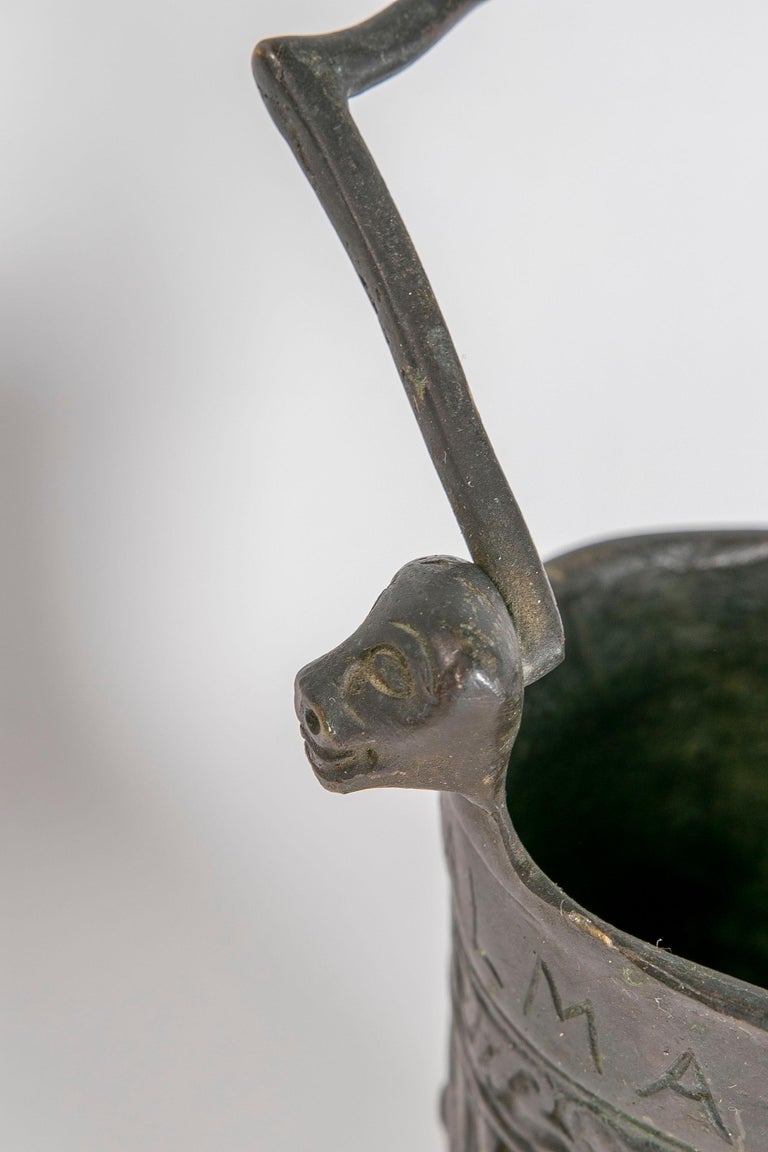 Gothic Bronze Cauldron Dated and Decorated with Religious Scenes For ...