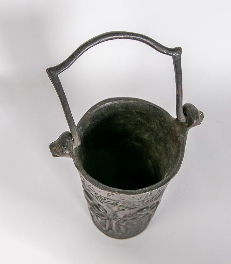 Gothic Bronze Cauldron Dated and Decorated with Religious Scenes For ...