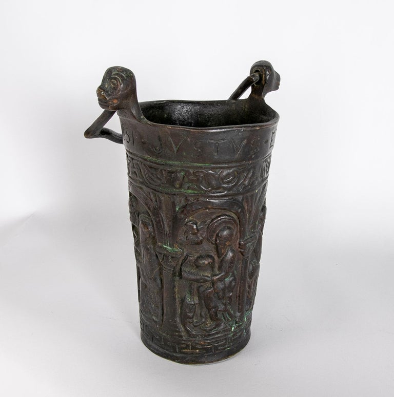 Gothic Bronze Cauldron Dated and Decorated with Religious Scenes For ...