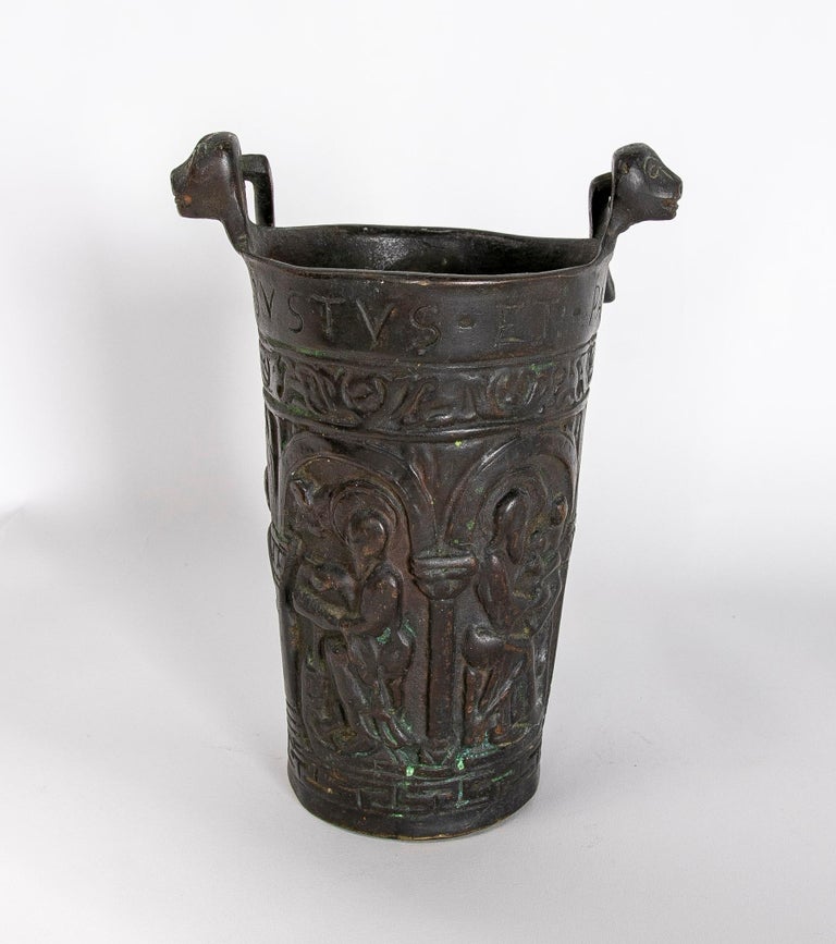 Gothic Bronze Cauldron Dated and Decorated with Religious Scenes For ...