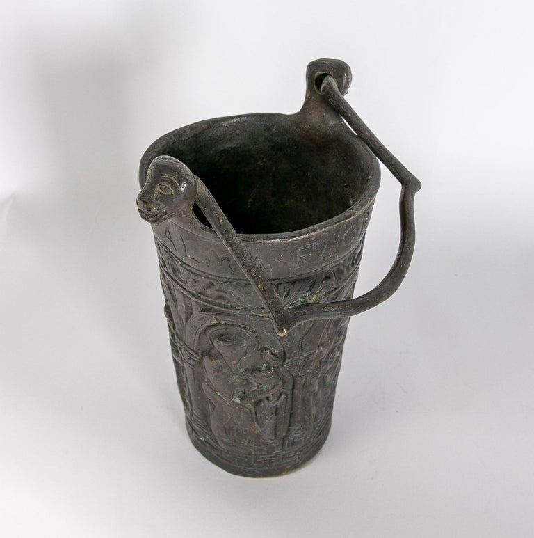 Gothic Bronze Cauldron Dated and Decorated with Religious Scenes For ...