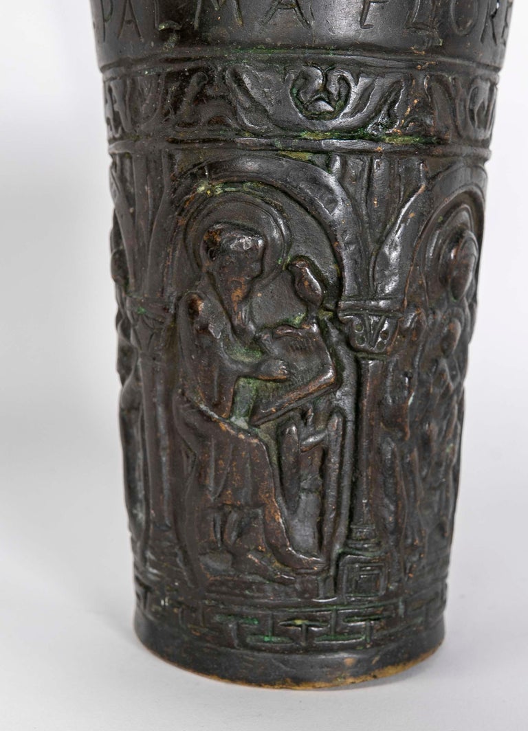 Gothic Bronze Cauldron Dated and Decorated with Religious Scenes For ...