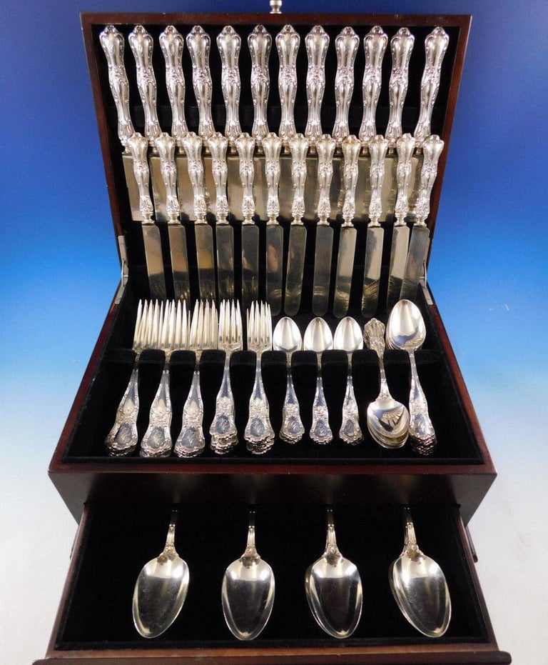 Gothic by Shiebler Sterling Silver Flatware Set for 12 Service 84 Pcs ...