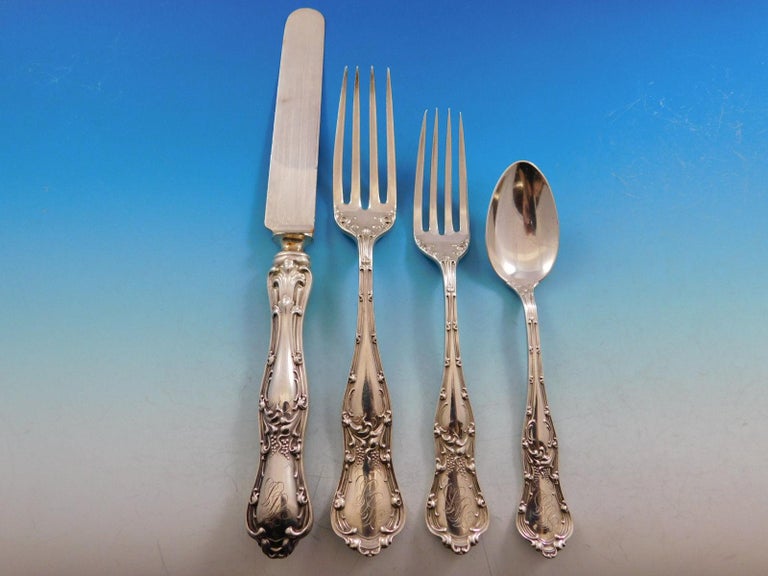 Gothic by Shiebler Sterling Silver Flatware Set for 12 Service 84 Pcs ...