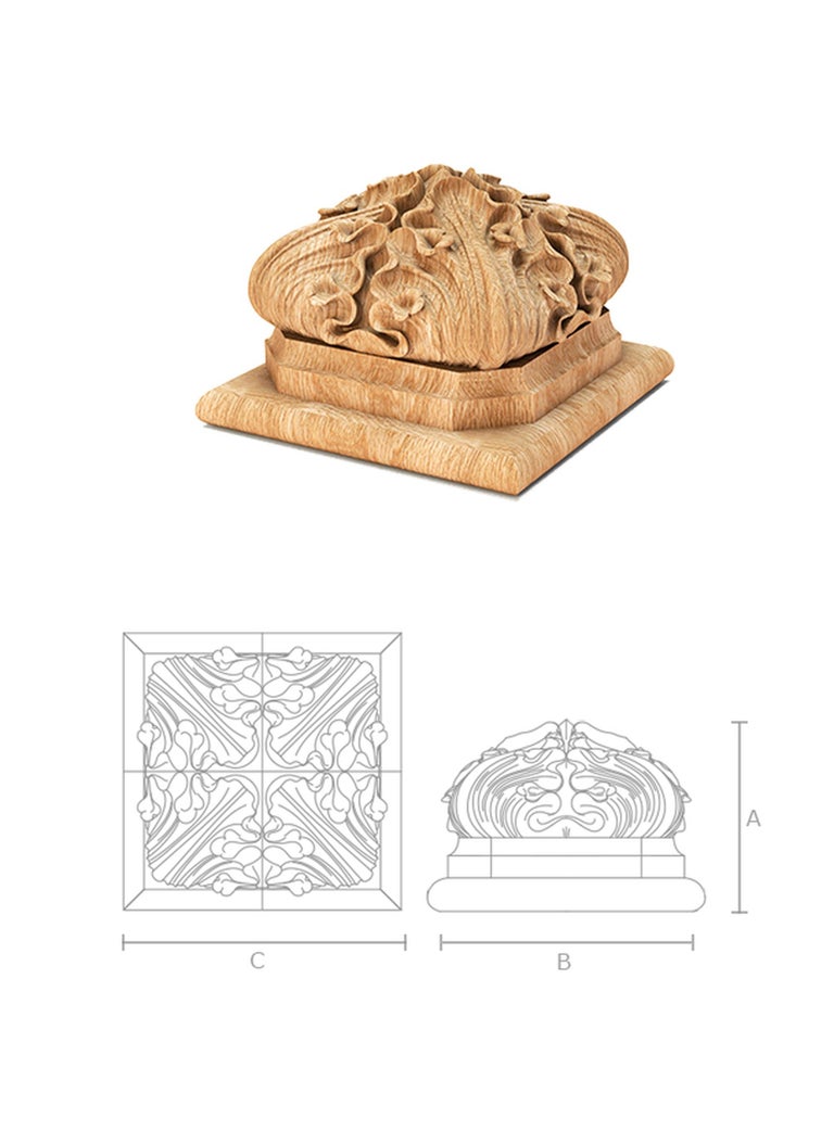 Gothic Carved Newel Post Topper 'Set of 4', Wooden Stair Parts For Sale ...