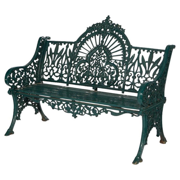 Gothic Cast Iron Garden Bench 20th C at 1stDibs