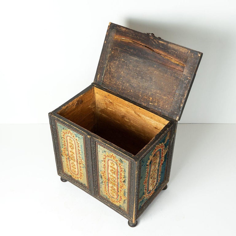 Antique French Gothic Needlepoint Embroidery Upholstered Chest, 19th ...