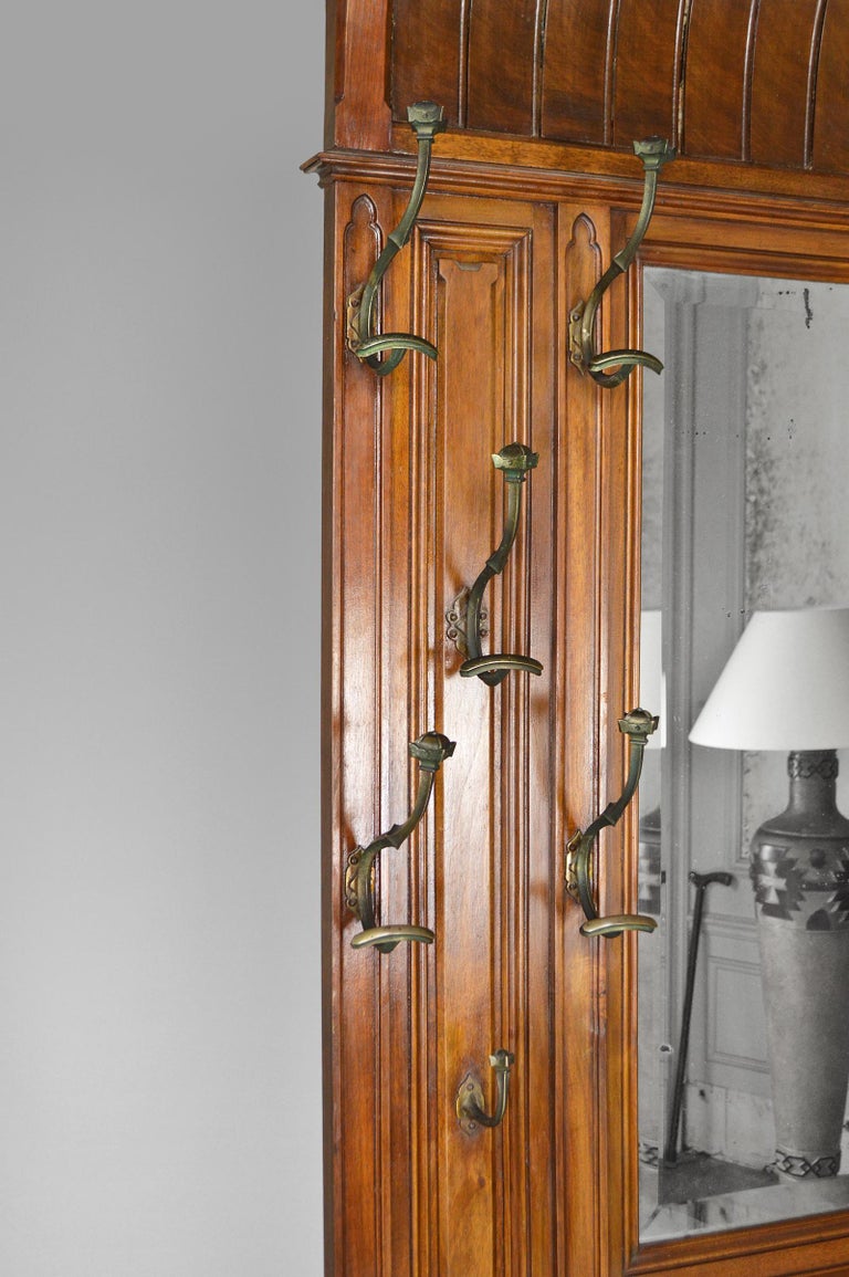 Gothic Hall Chest Bench / Hall Stand / Coat Rack, in Carved Walnut, by ...