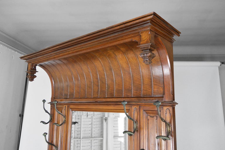 Gothic Hall Chest Bench / Hall Stand / Coat Rack, in Carved Walnut, by ...