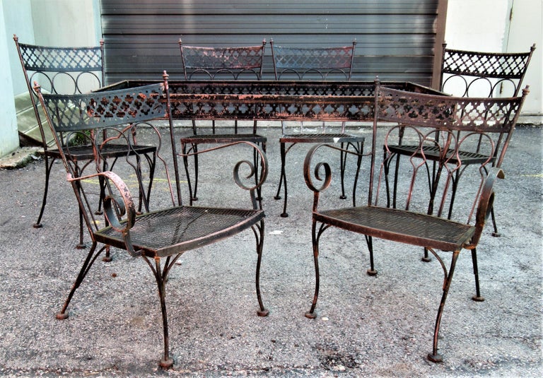 Gothic Modernist Style Wrought Iron Table and Chairs at 1stDibs