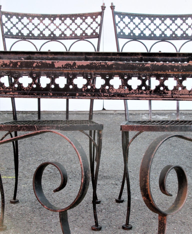 Gothic Modernist Style Wrought Iron Table and Chairs at 1stDibs