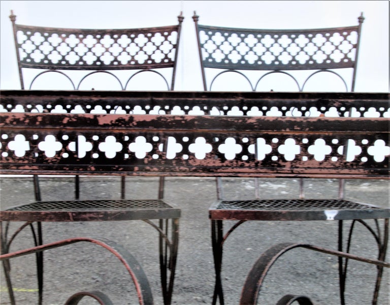Gothic Modernist Style Wrought Iron Table and Chairs at 1stDibs
