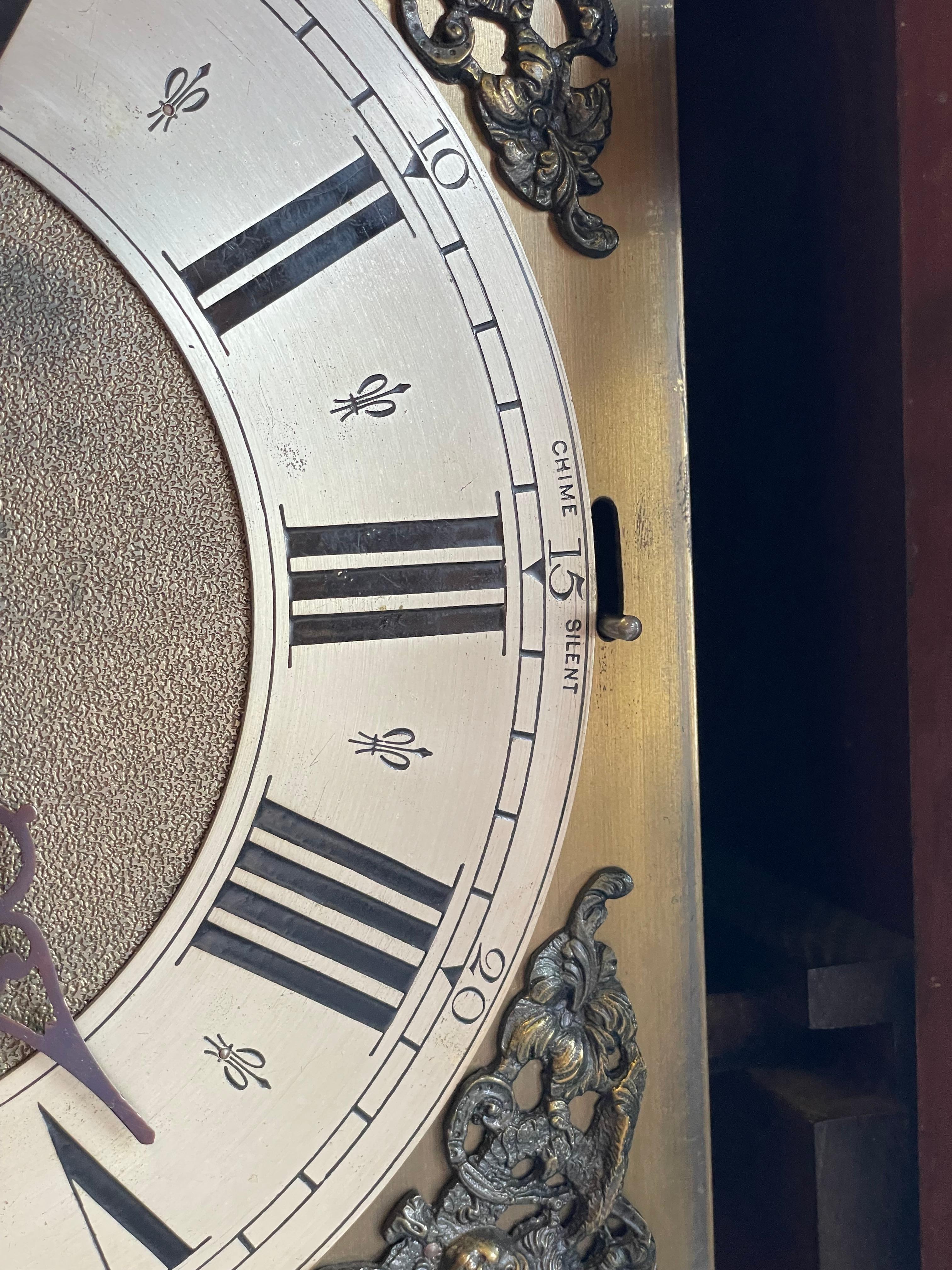 Gothic Nutwood Grandfather Clock w. Engraved Silver Masonic Provenance ...