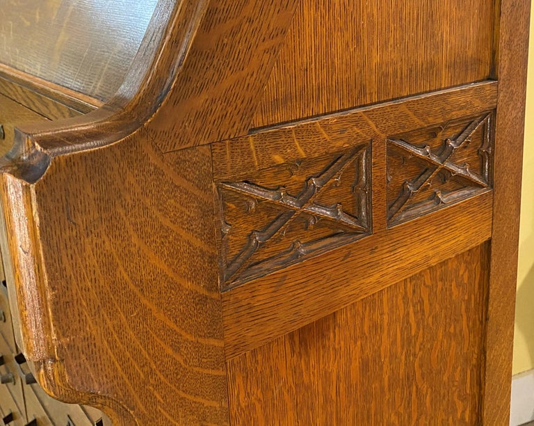 Gothic Oak Library or Book Display Stand with 16 Drawers circa 1920’s ...