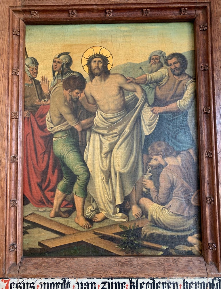 Gothic Painting / Tenth Station Crucifixion 'Jesus is stripped of His ...