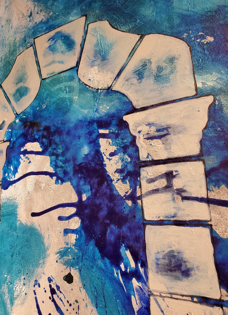 "Gothic Portals" 2020, Abstract Architecture Blue and Green Mixed-Media ...