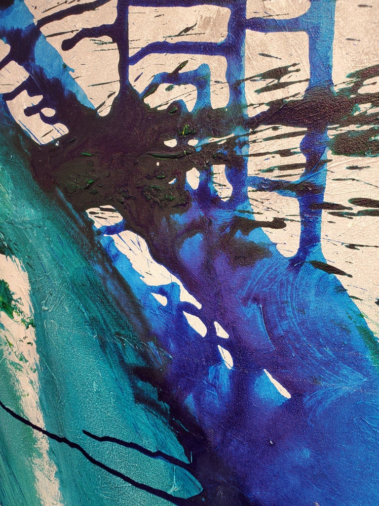 "Gothic Portals" 2020, Abstract Architecture Blue and Green Mixed-Media ...