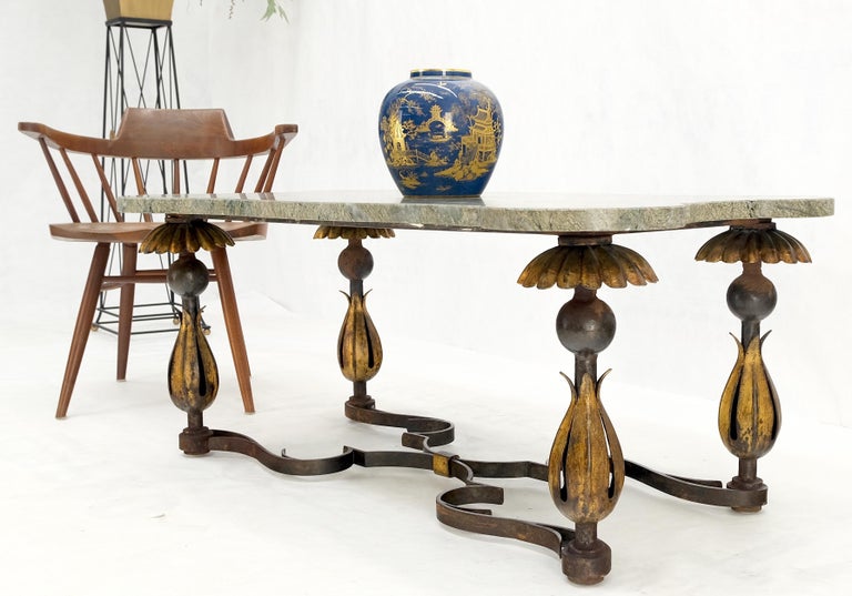 Gothic Regency Italian Forged Metal Base Figural Marble Top Coffee ...