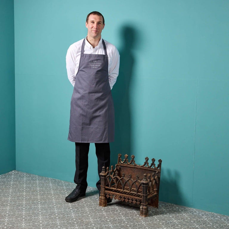 Gothic Revival Antique Cast Iron Fire Grate For Sale at 1stDibs