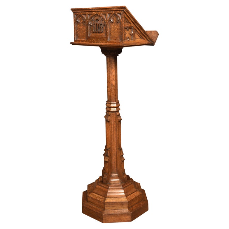 Gothic revival carved oak Lectern For Sale at 1stDibs