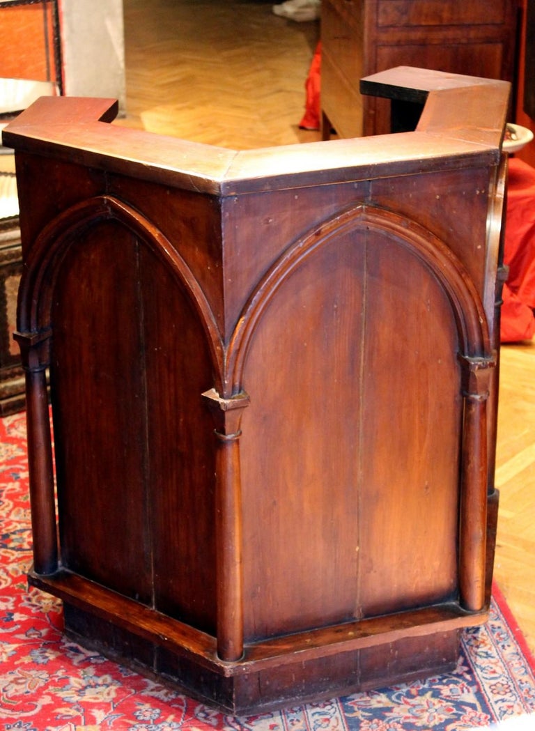 Gothic Revival Carved Walnut Wood Pulpit or Bar Counter Arches and ...