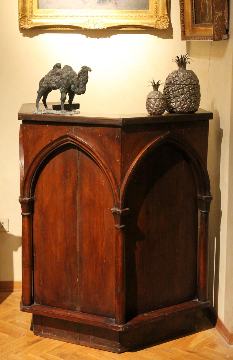 Gothic Revival Carved Walnut Wood Pulpit or Bar Counter Arches and ...