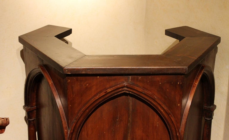 Gothic Revival Carved Walnut Wood Pulpit or Bar Counter Arches and ...