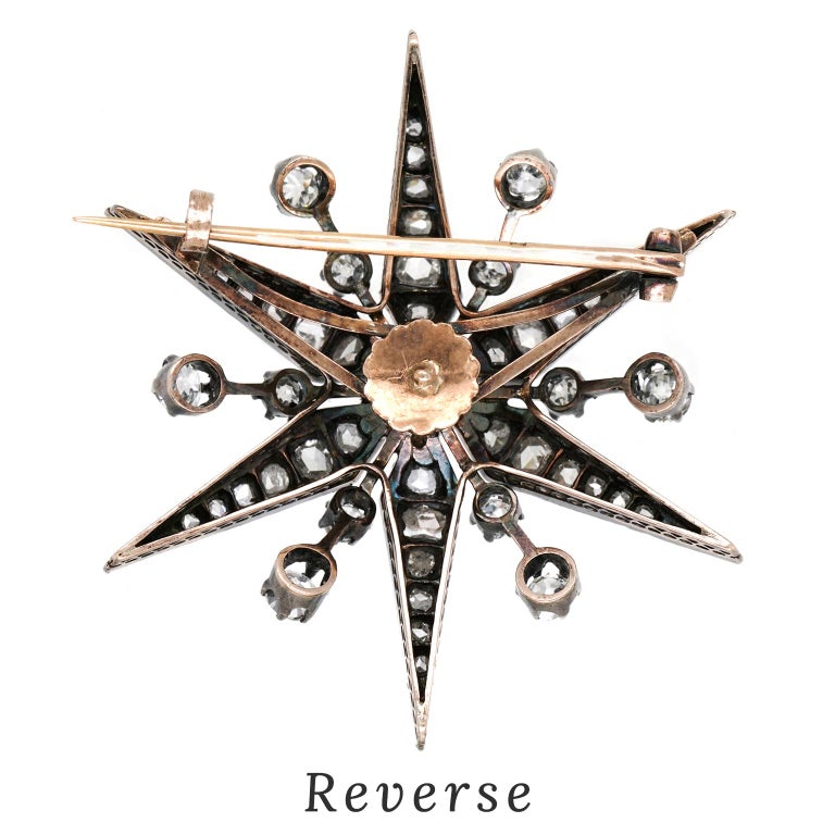 Gothic Revival Diamond Star Brooch For Sale at 1stDibs