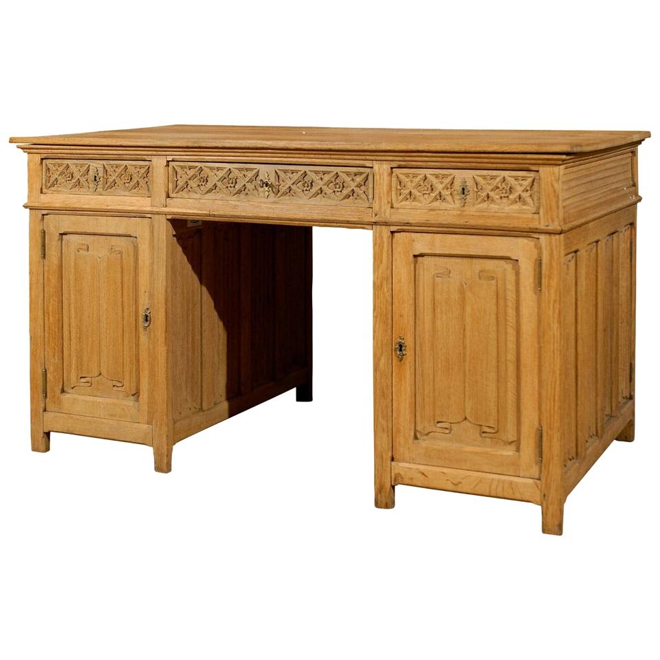 19th Century Gothic Revival Oak Desk at 1stDibs