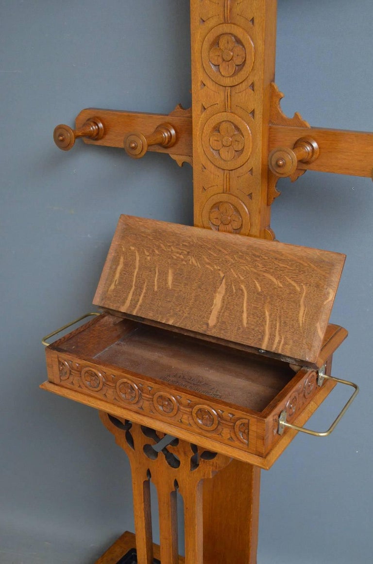 Gothic Revival Hall Stand in Oak at 1stDibs