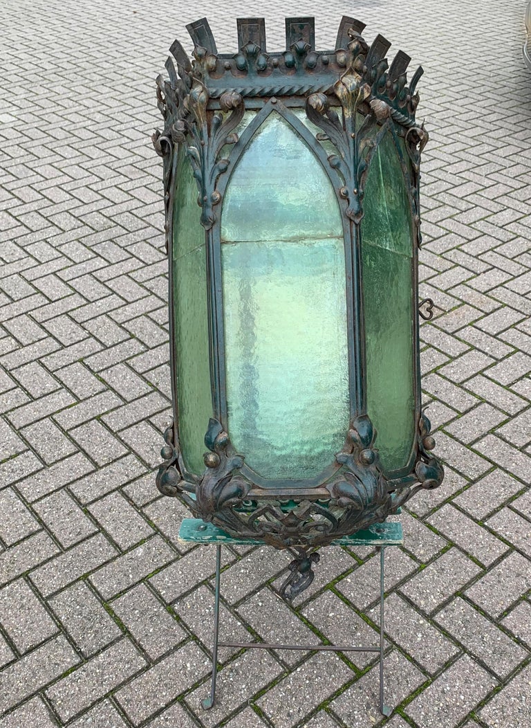 Gothic Revival Medieval Style Extra Large Wrought Iron and Cathedral ...