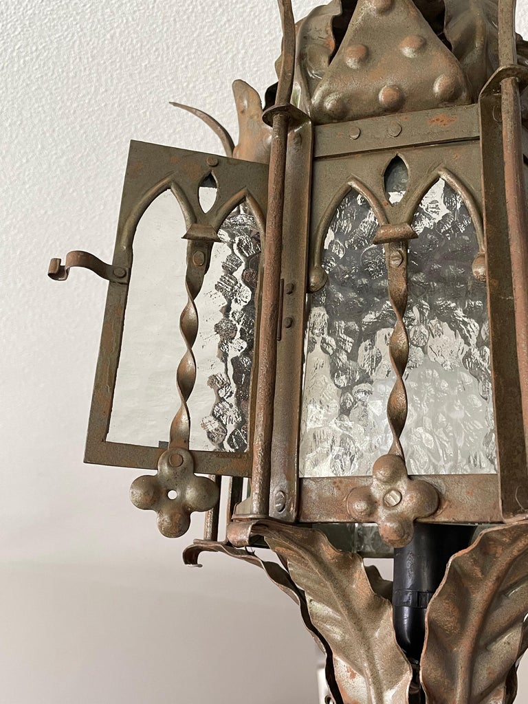 Gothic Revival Medieval Style, Good Size Wrought Iron and Cathedral ...