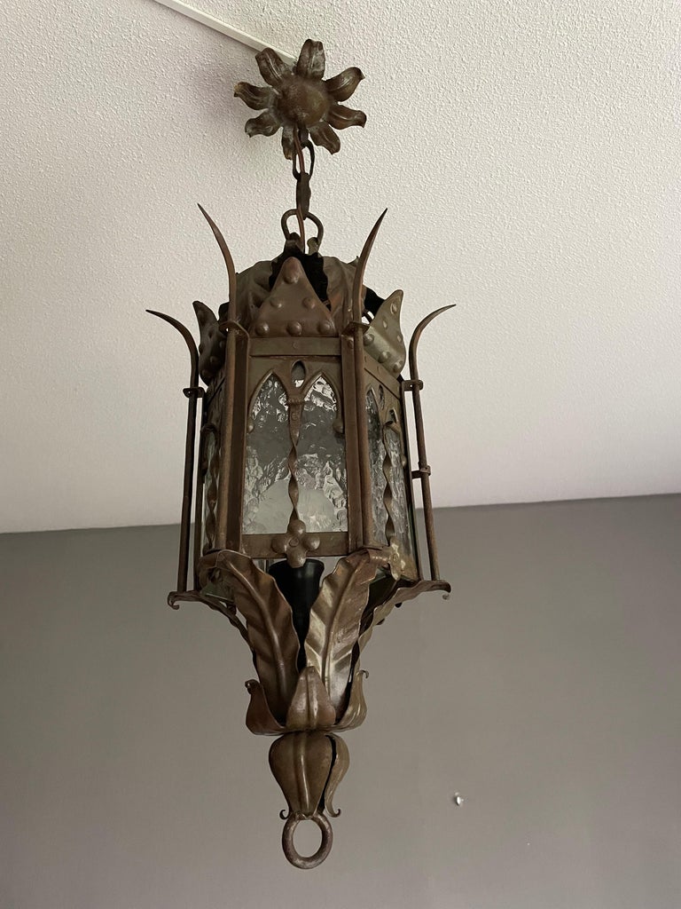 Gothic Revival Medieval Style, Good Size Wrought Iron and Cathedral ...