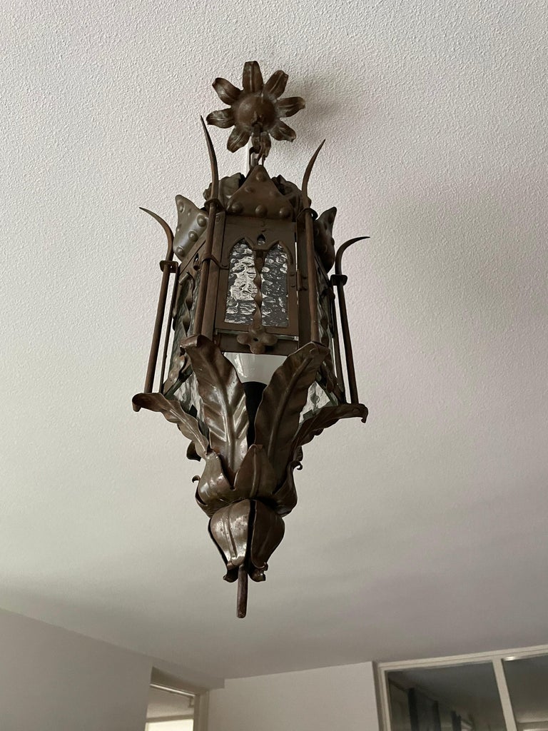 Gothic Revival Medieval Style, Good Size Wrought Iron and Cathedral ...