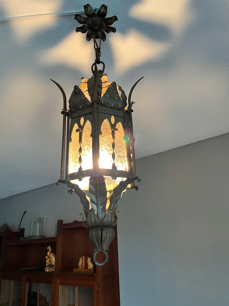 Gothic Revival Medieval Style, Good Size Wrought Iron and Cathedral ...