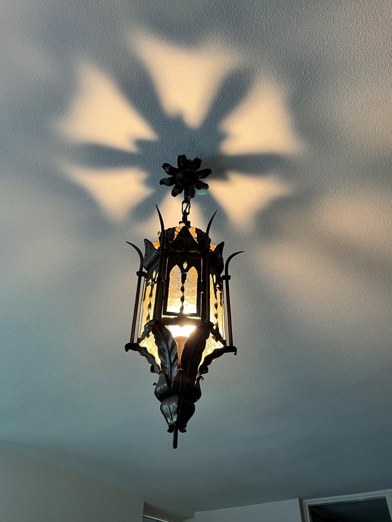 Gothic Revival Medieval Style, Good Size Wrought Iron and Cathedral ...