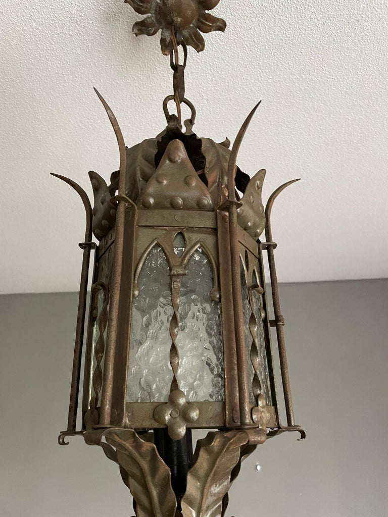 Gothic Revival Medieval Style, Good Size Wrought Iron and Cathedral ...