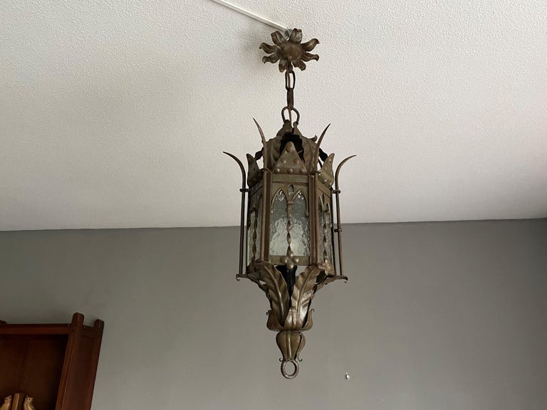 Gothic Revival Medieval Style, Good Size Wrought Iron and Cathedral ...