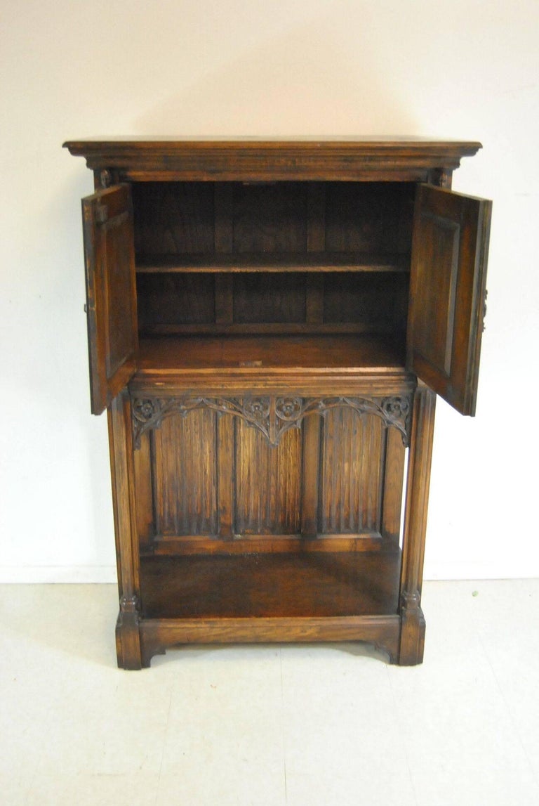 Gothic Revival Oak Medieval Knight Cabinet Server Chest at 1stDibs