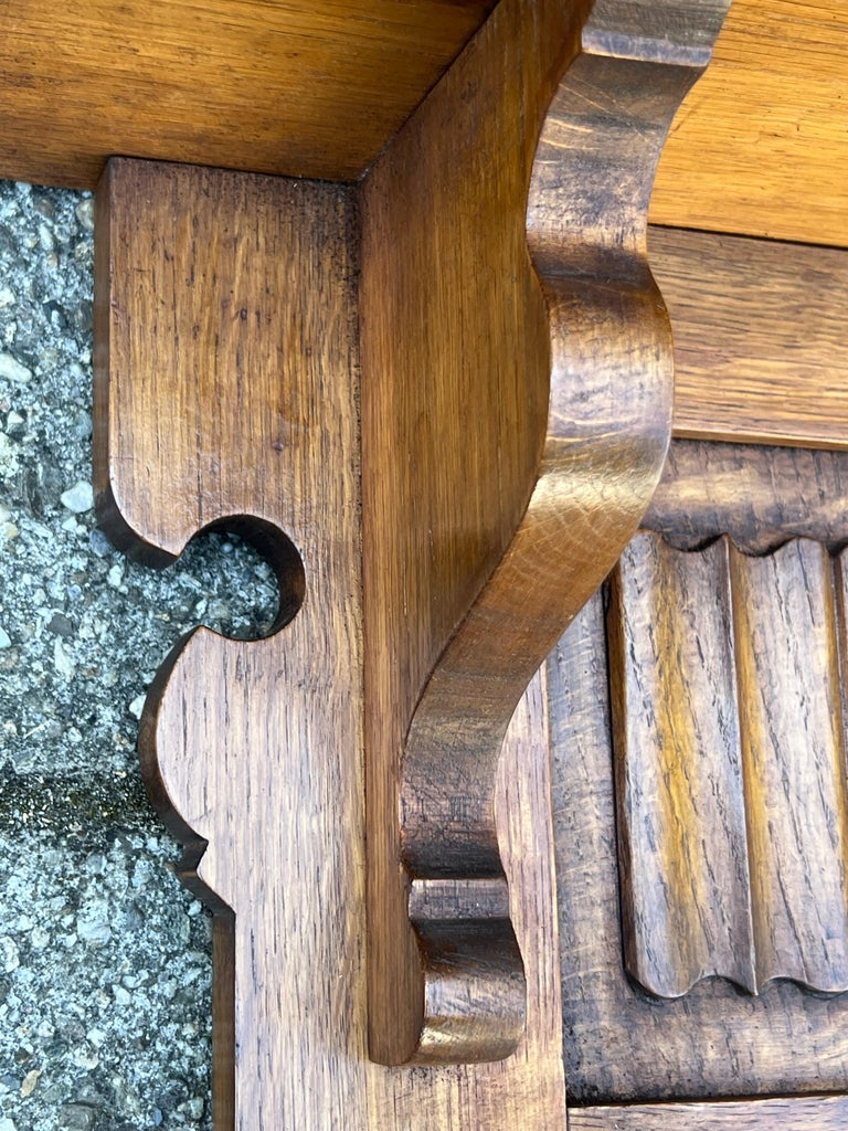 Gothic Revival Oak Wall Coat Rack wirh Stylish Church Window Panels and ...