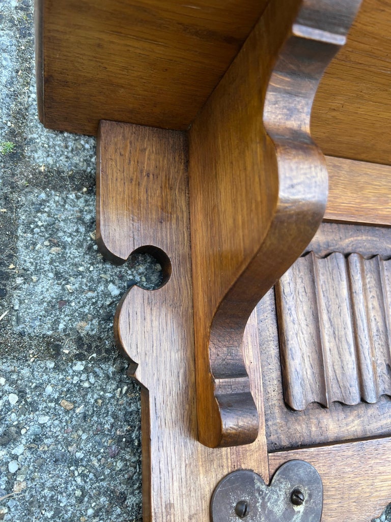 Gothic Revival Oak Wall Coat Rack wirh Stylish Church Window Panels and ...